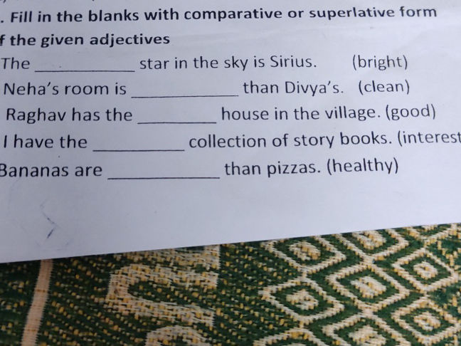 Fill in the blanks with comparative or | StudyX