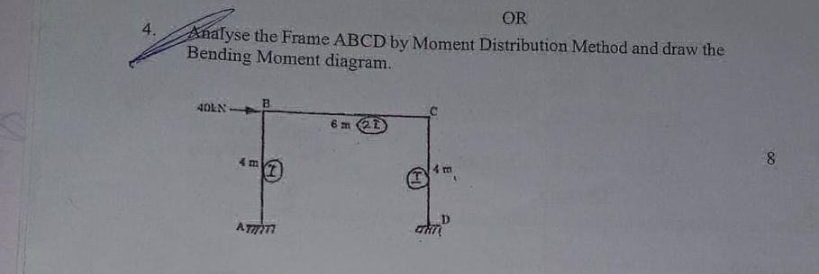 Analyse the Frame ABCD by Moment | StudyX