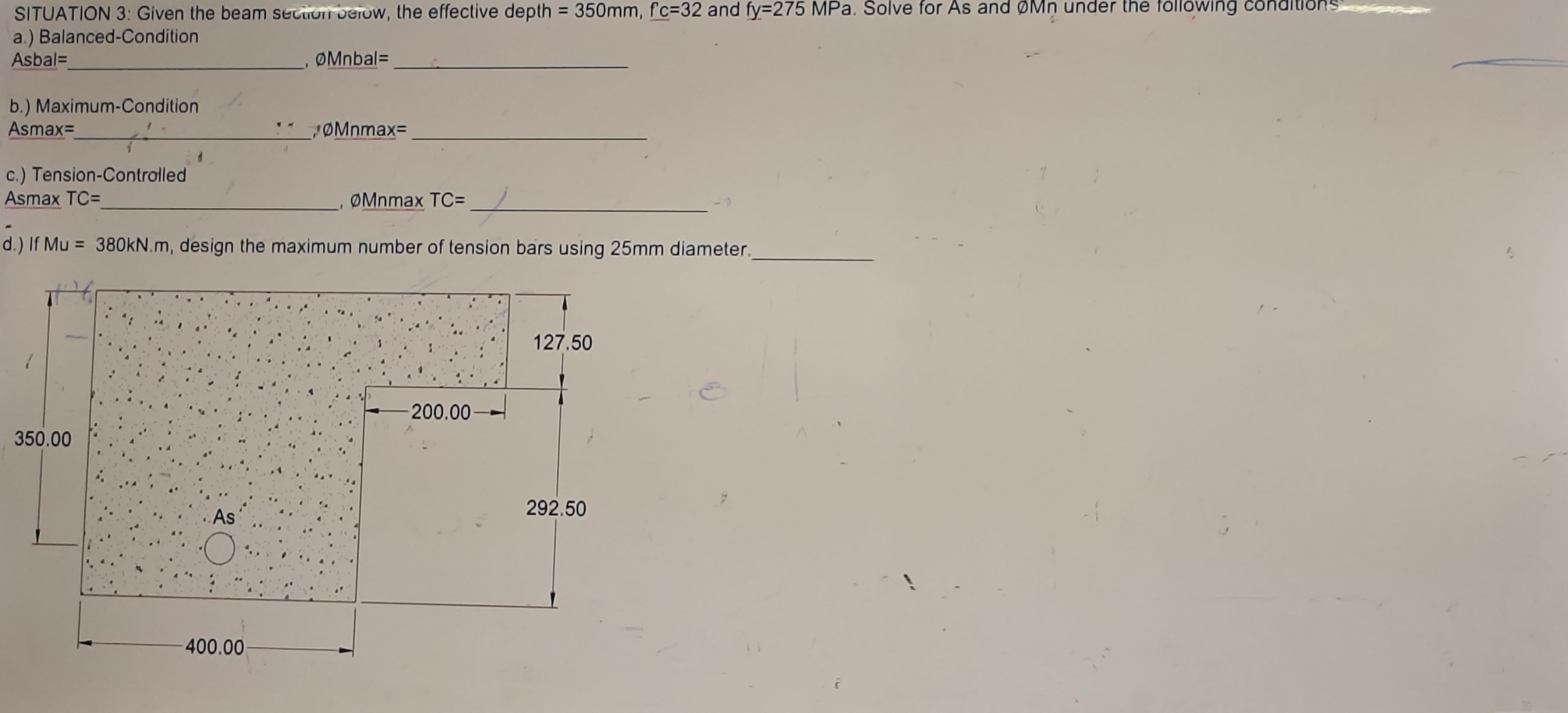SITUATION 3 Given the beam section below the | StudyX