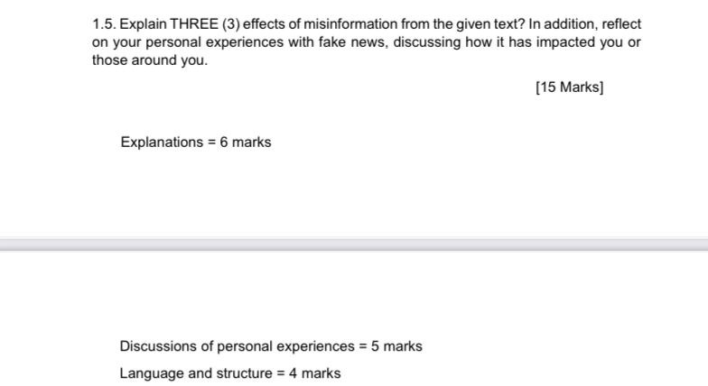 1.5. Explain THREE (3) effects of | StudyX