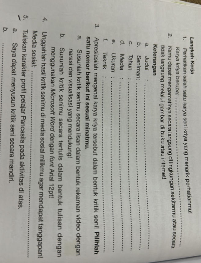 Langkah Kerja 1 Perhatikan salah satu karya | StudyX