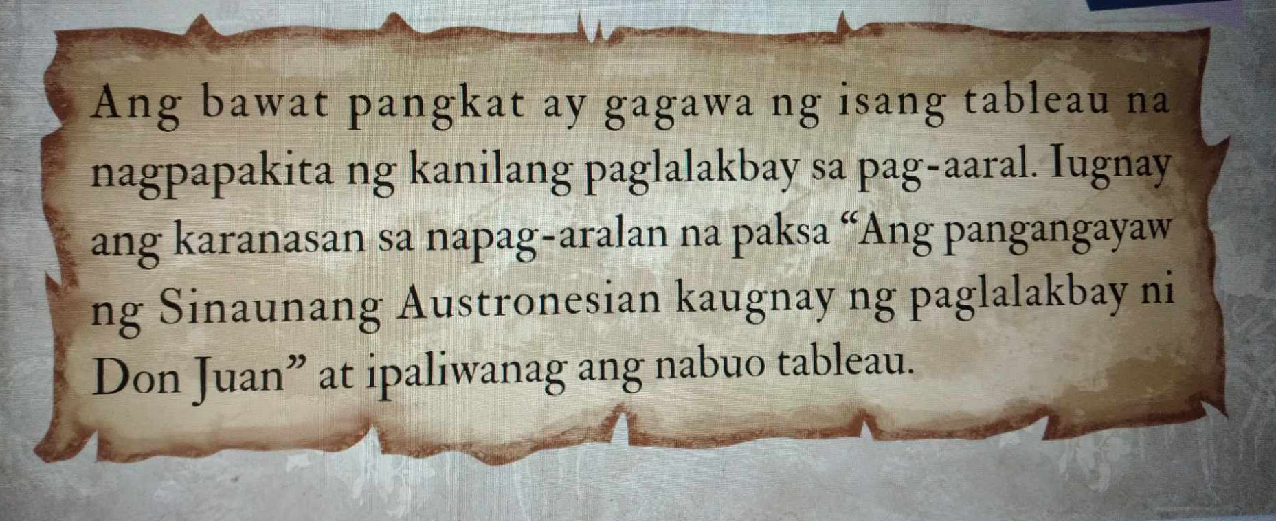 Ang bawat pangkat ay gagawa ng isang tableau | StudyX