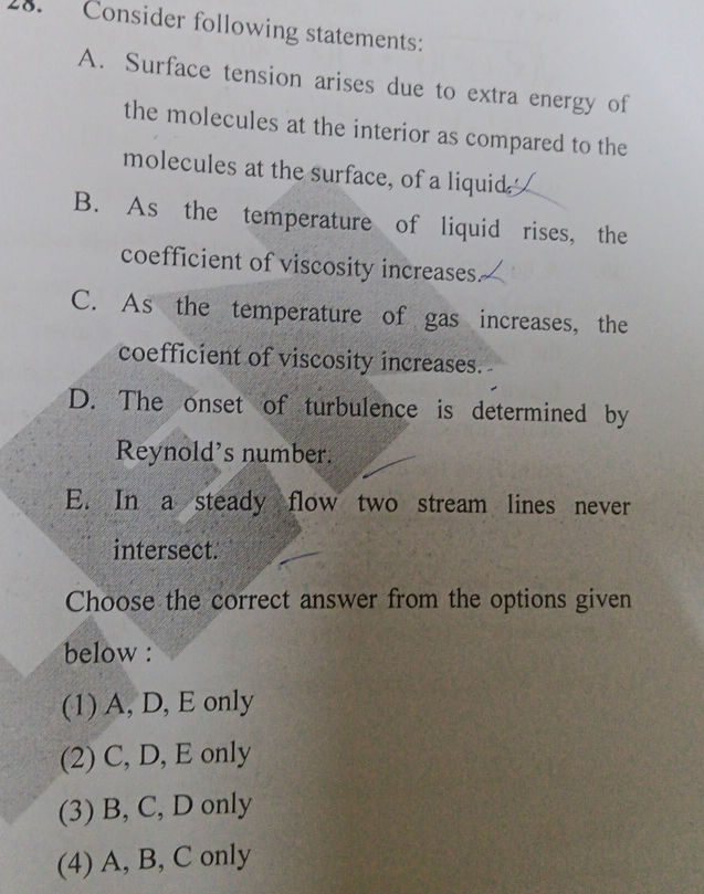 Consider following statements: A. Surface | StudyX