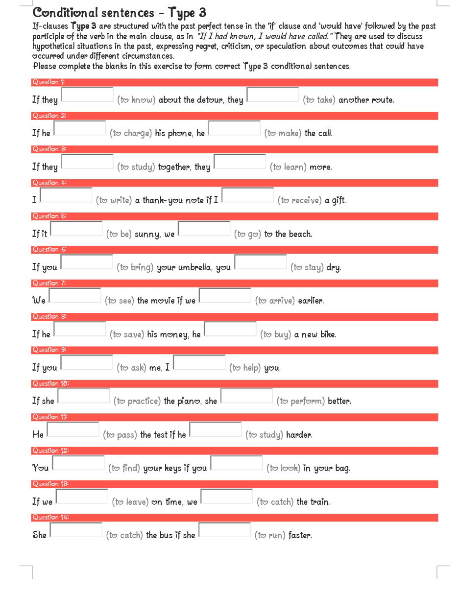Conditional sentences - Type 3 If-clauses | StudyX