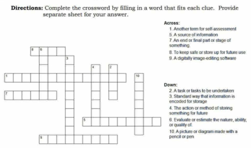 Directions Complete the crossword by filling | StudyX