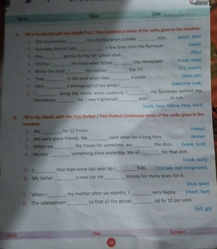 A. Fill in the blanks with the Simple Past / | StudyX
