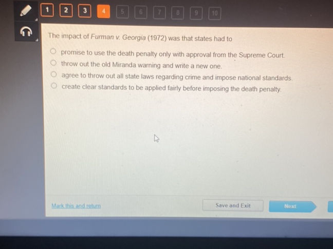 The impact of Furman v Georgia (1972) was | StudyX