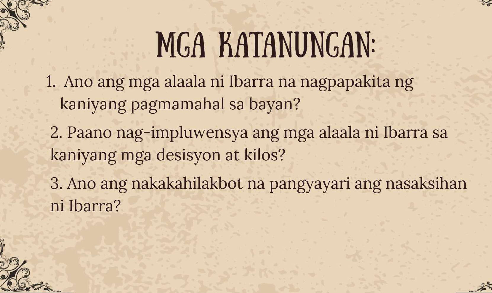 MGA KATANUNGAN: 1. Ano ang mga alaala ni | StudyX