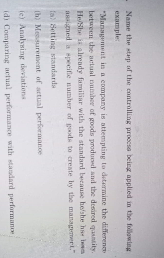 - Name the step of the controlling process | StudyX