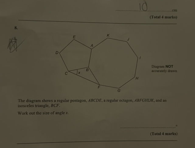 The diagram shows a regular pentagon ABCDE a | StudyX