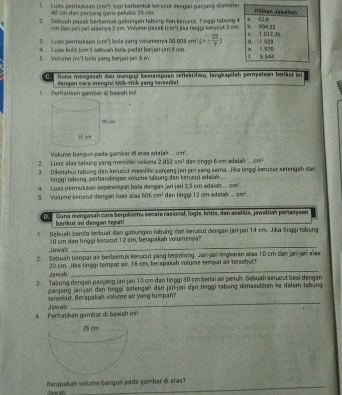 1. Perhatikan gambar di bawah ini! 14 cm 19 | StudyX