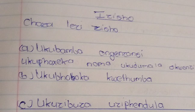 Izisho Chaza lezi zisho (a) Ukubamba
