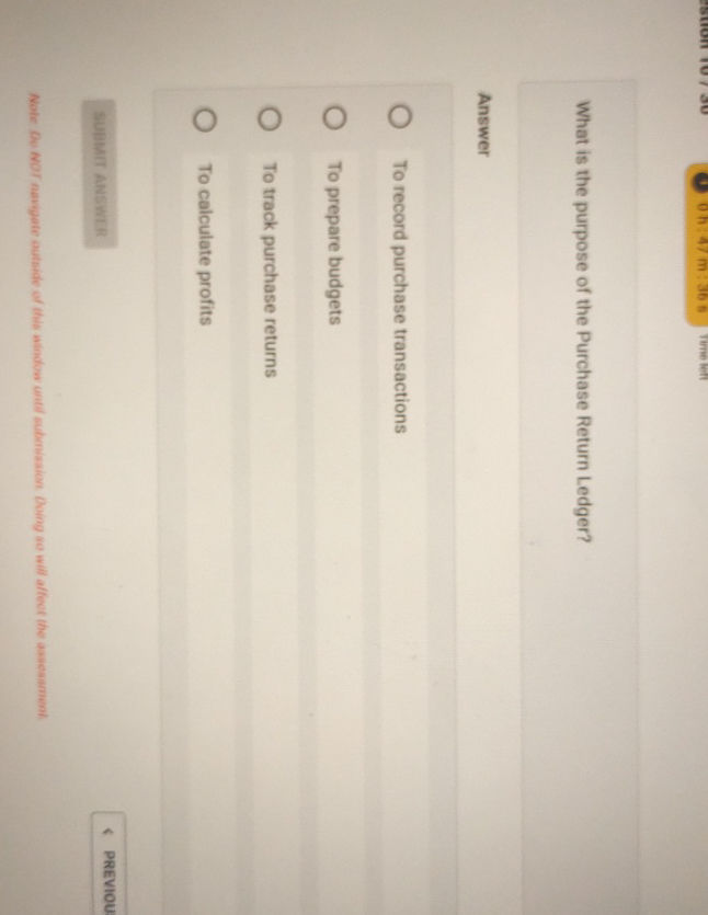 What is the purpose of the Purchase Return | StudyX