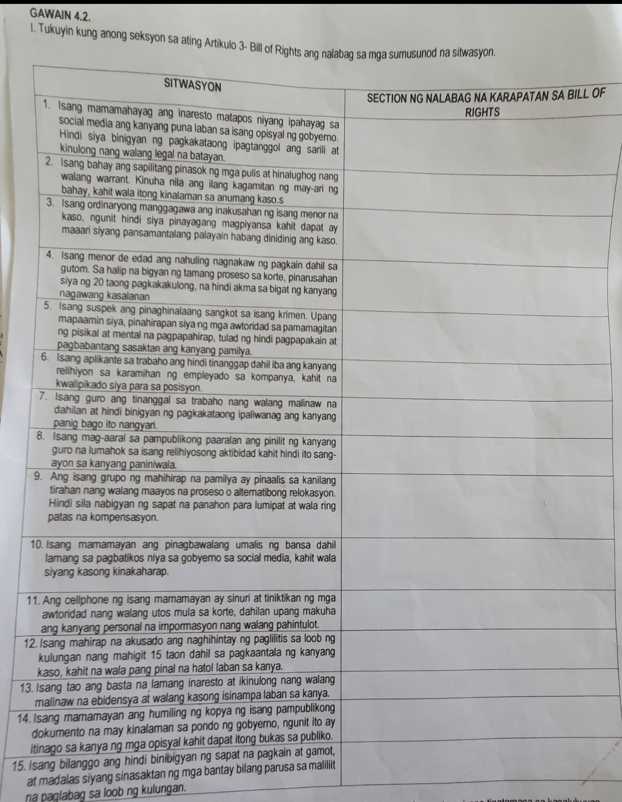 GAWAIN 4.2. 1. Tukuyin kung anong seksyon sa | StudyX