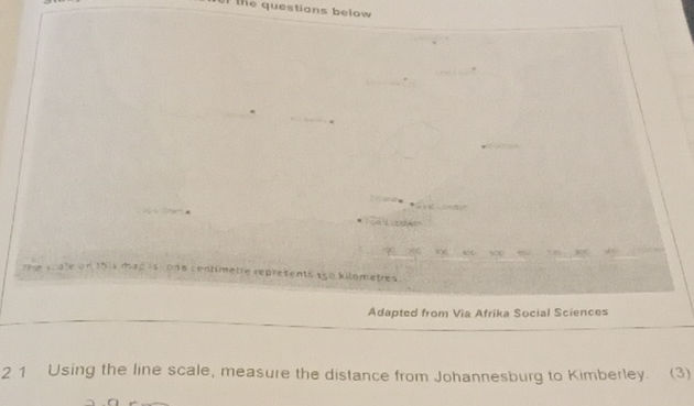 Using the line scale measure the distance | StudyX