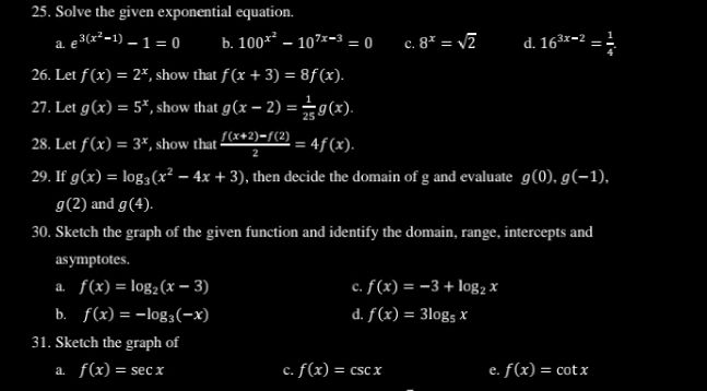 25. Solve the given exponential equation. a. | StudyX