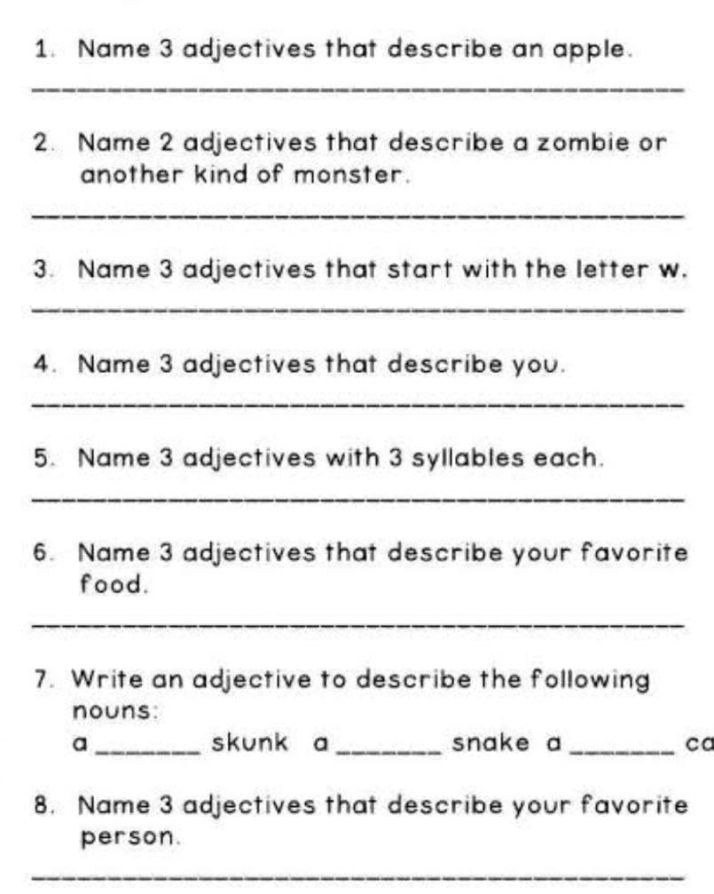 1. Name 3 adjectives that describe an apple. | StudyX