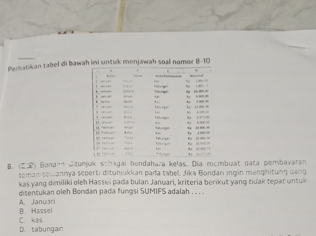 Perhatikan tabel di bawah ini untuk menjawah | StudyX