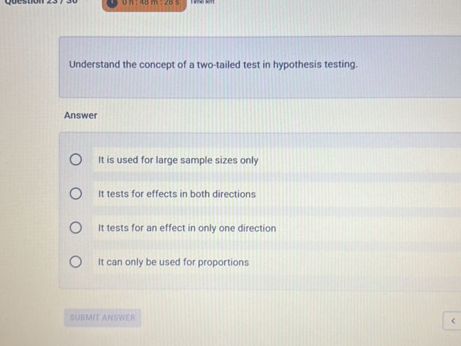 Understand the concept of a two-tailed test | StudyX