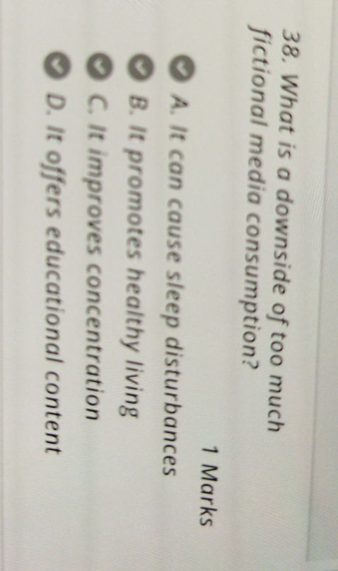 38 What is a downside of too much fictional | StudyX