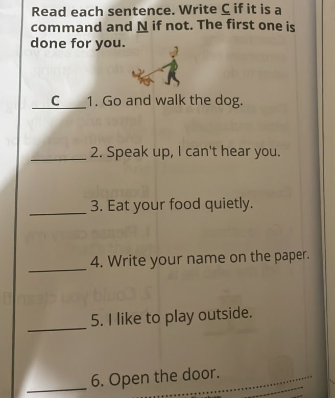 Read each sentence. Write C if it is a | StudyX