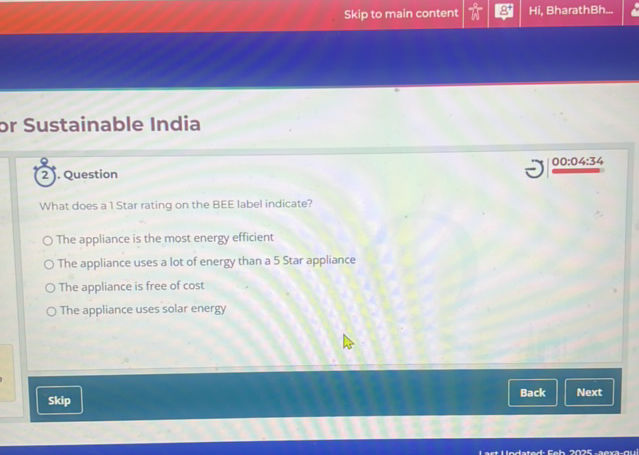 What does a 1 Star rating on the BEE label | StudyX