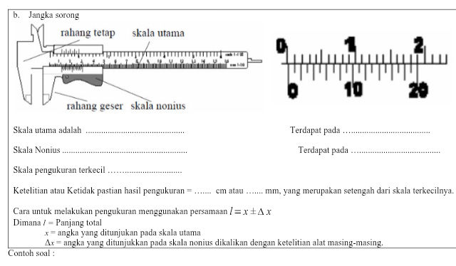 b Jangka sorong rahang tetap skala utama | StudyX