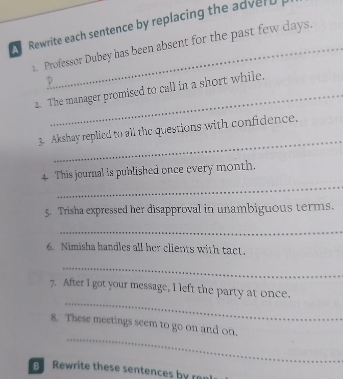 A Rewrite each sentence by replacing the | StudyX