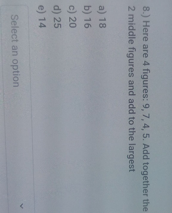 8.) Here are 4 figures: 9, 7, 4, 5. Add | StudyX