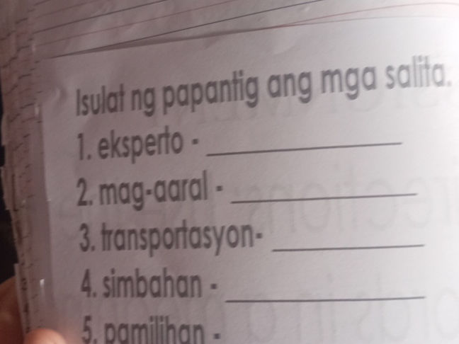Isulat ng papantig ang mga salita 1 eksperto | StudyX