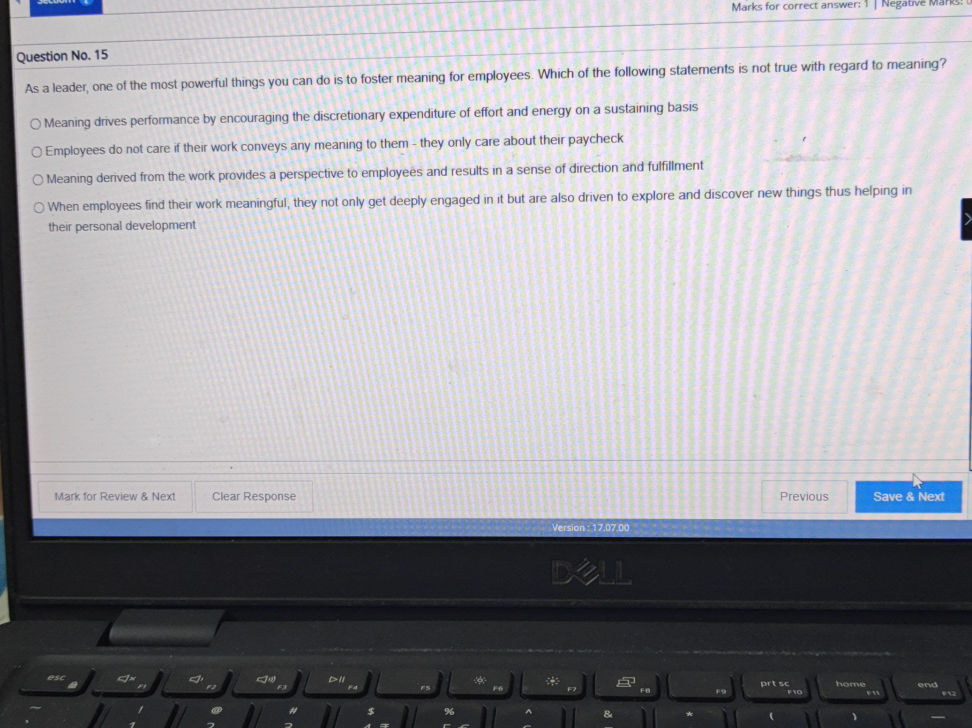 Question No. 15 As a leader, one of the most | StudyX