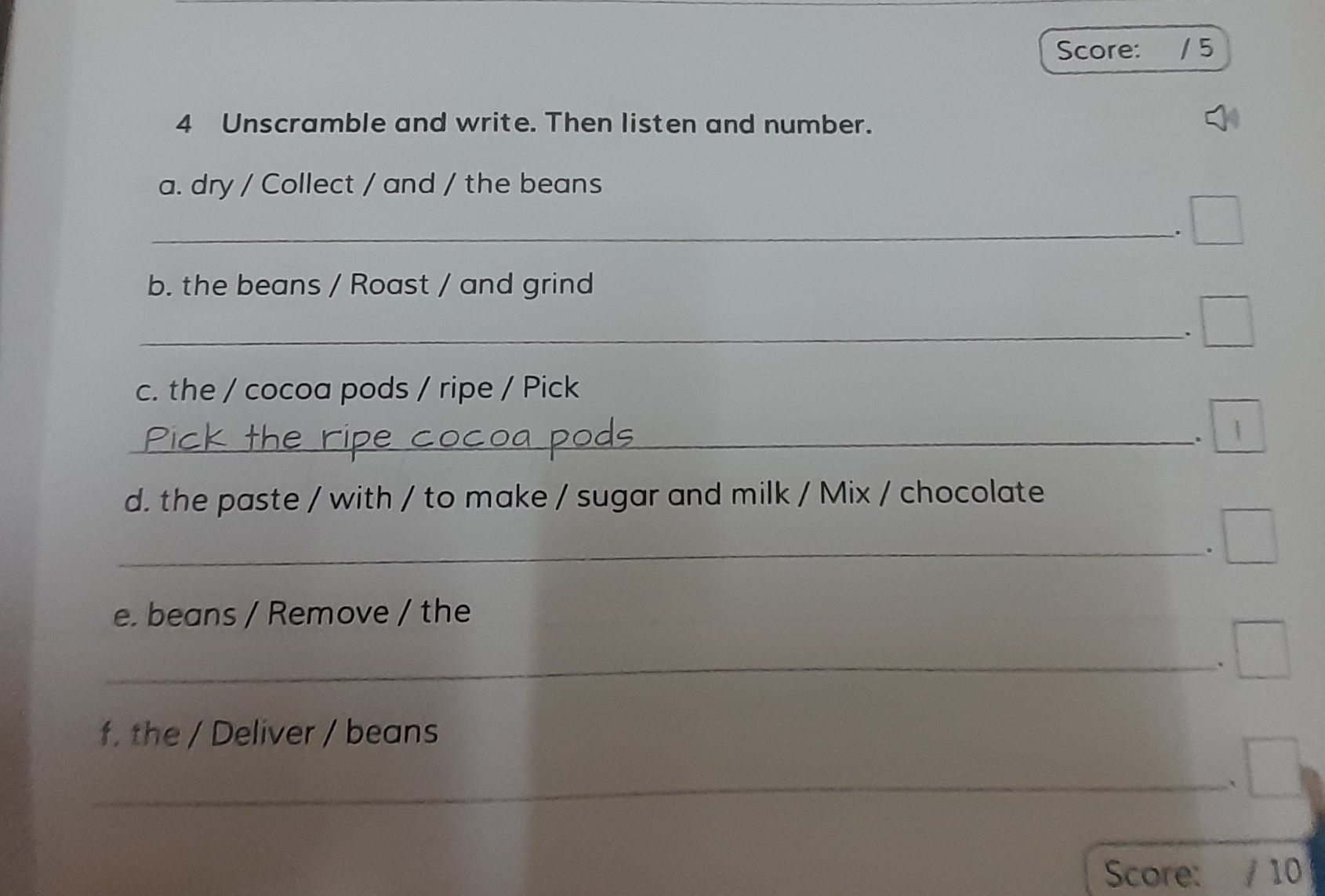 4 Unscramble and write. Then listen and | StudyX