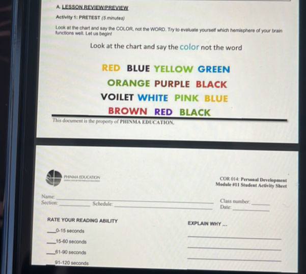 Look at the chart and say the color not the | StudyX