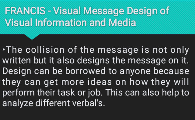 FRANCIS - Visual Message Design of Visual | StudyX