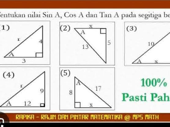 Tentukan nilai Sin A Cos A dan Tan A pada | StudyX