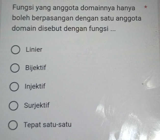 Fungsi yang anggota domainnya hanya boleh | StudyX