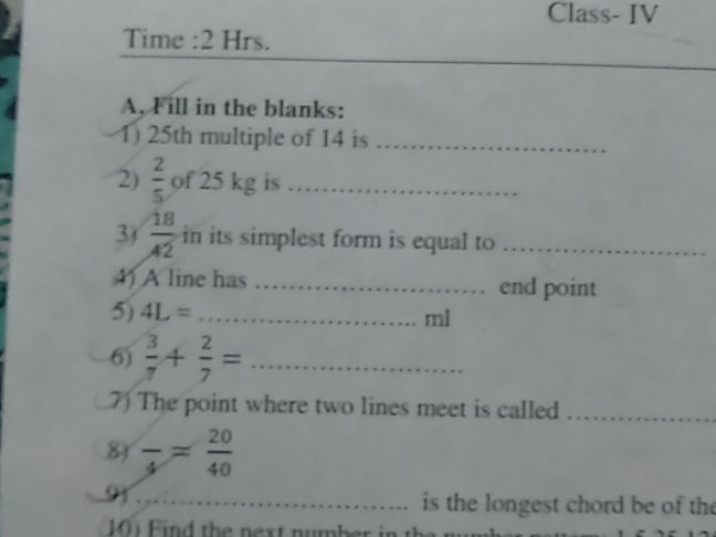 A. Fill in the blanks: 1) 25th multiple of | StudyX