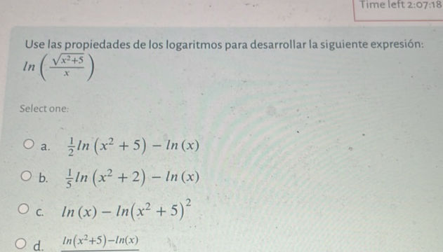 Use las propiedades de los logaritmos para | StudyX