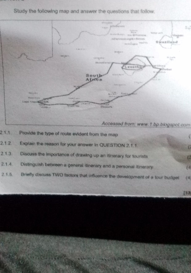 Study the following map and answer the | StudyX