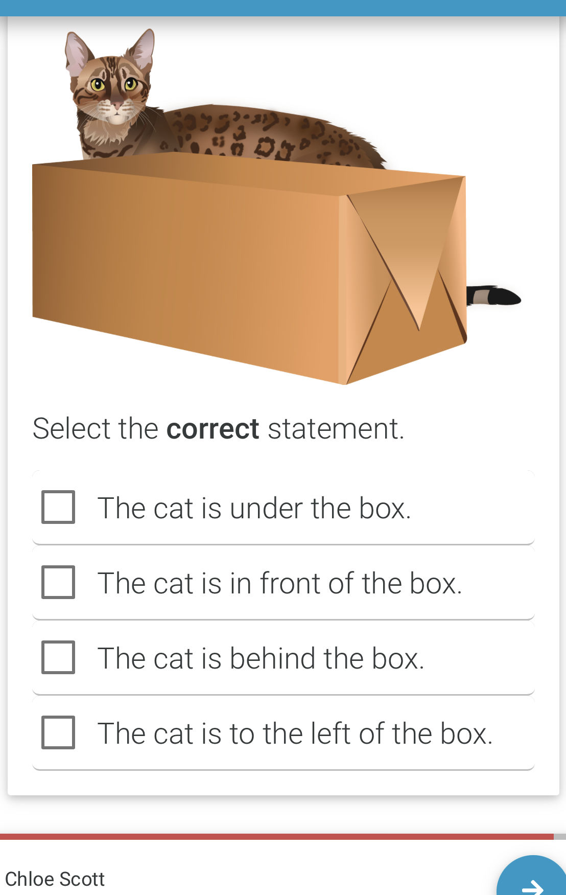 Select the correct statement - The cat is | StudyX