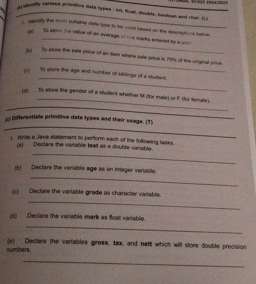 B Identify Various Primitive Data Types Studyx
