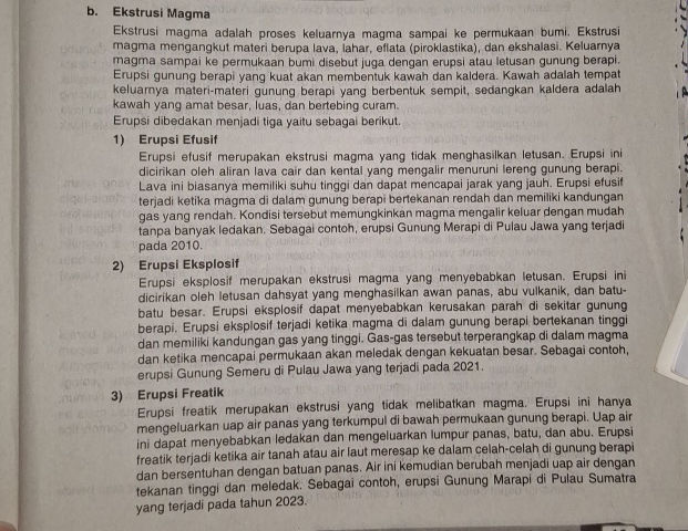 b Ekstrusi Magma Ekstrusi magma adalah | StudyX