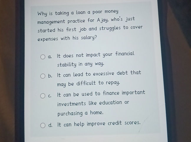 Why is taking a loan a poor money management