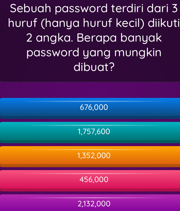 Sebuah password terdiri dari 3 huruf (hanya | StudyX