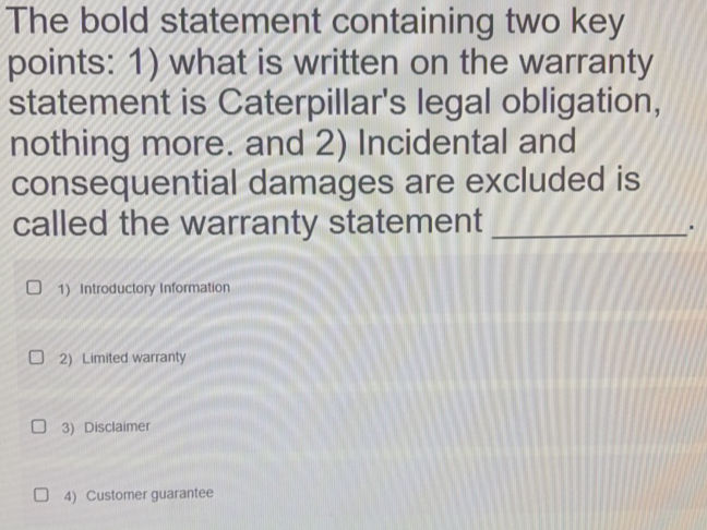 The bold statement containing two key points
