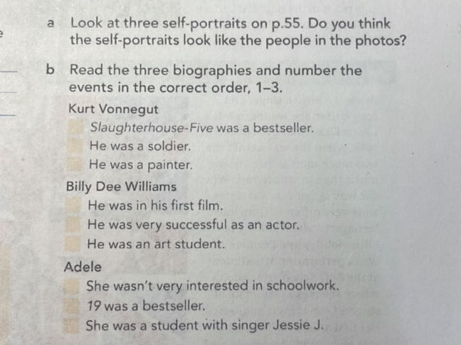 a Look at three self-portraits on p55 Do you