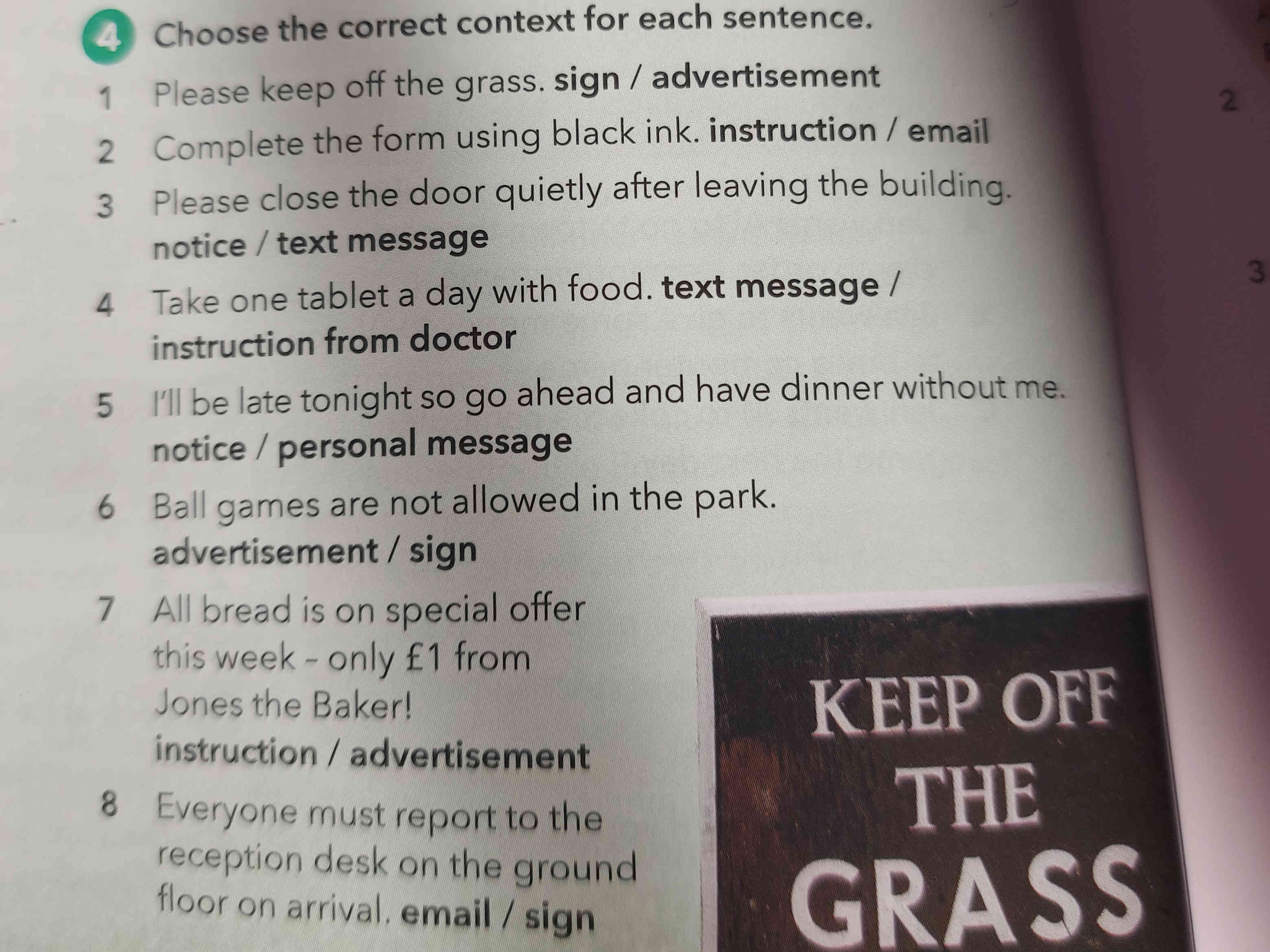 4 Choose the correct context for each | StudyX