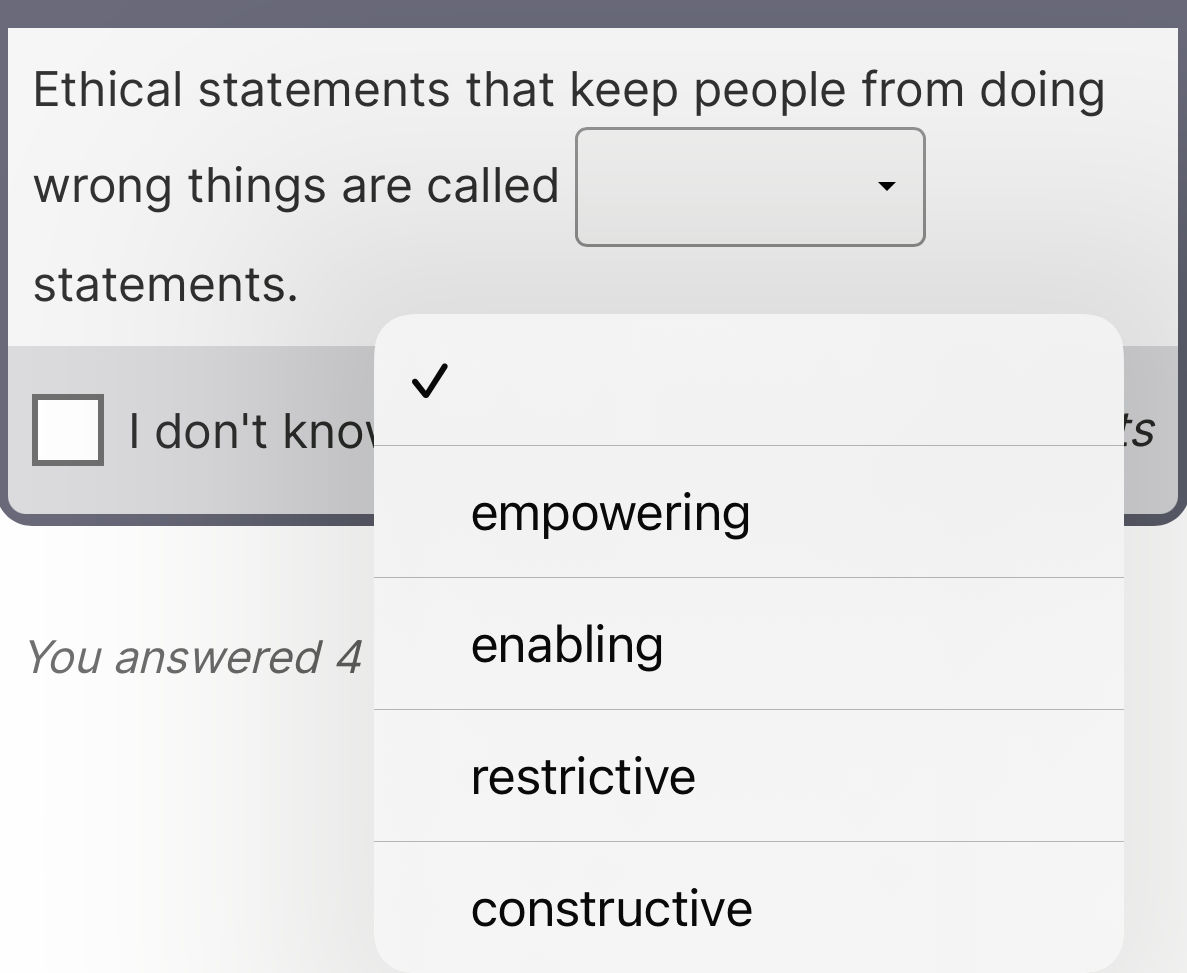 Ethical statements that keep people from | StudyX