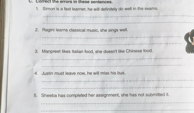 C Correct the errors in these sentences 1 | StudyX