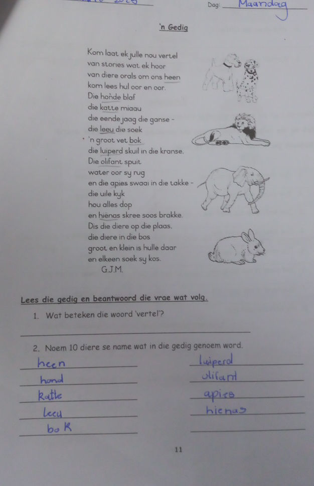 Dag Maandag n Gedig Kom laat ek julle nou | StudyX